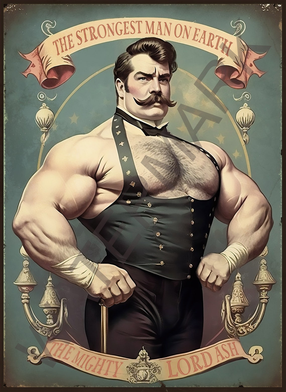 Vintage Strongman Poster, Circus Wall Art Digital Download, Freak Show ...