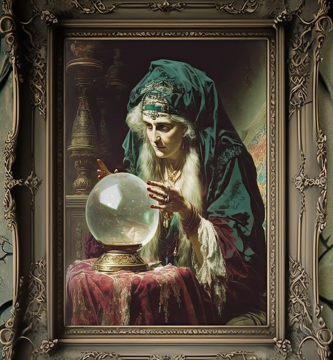 Fortune Teller Wall Art Print Clairvoyant and Crystal Ball - Etsy