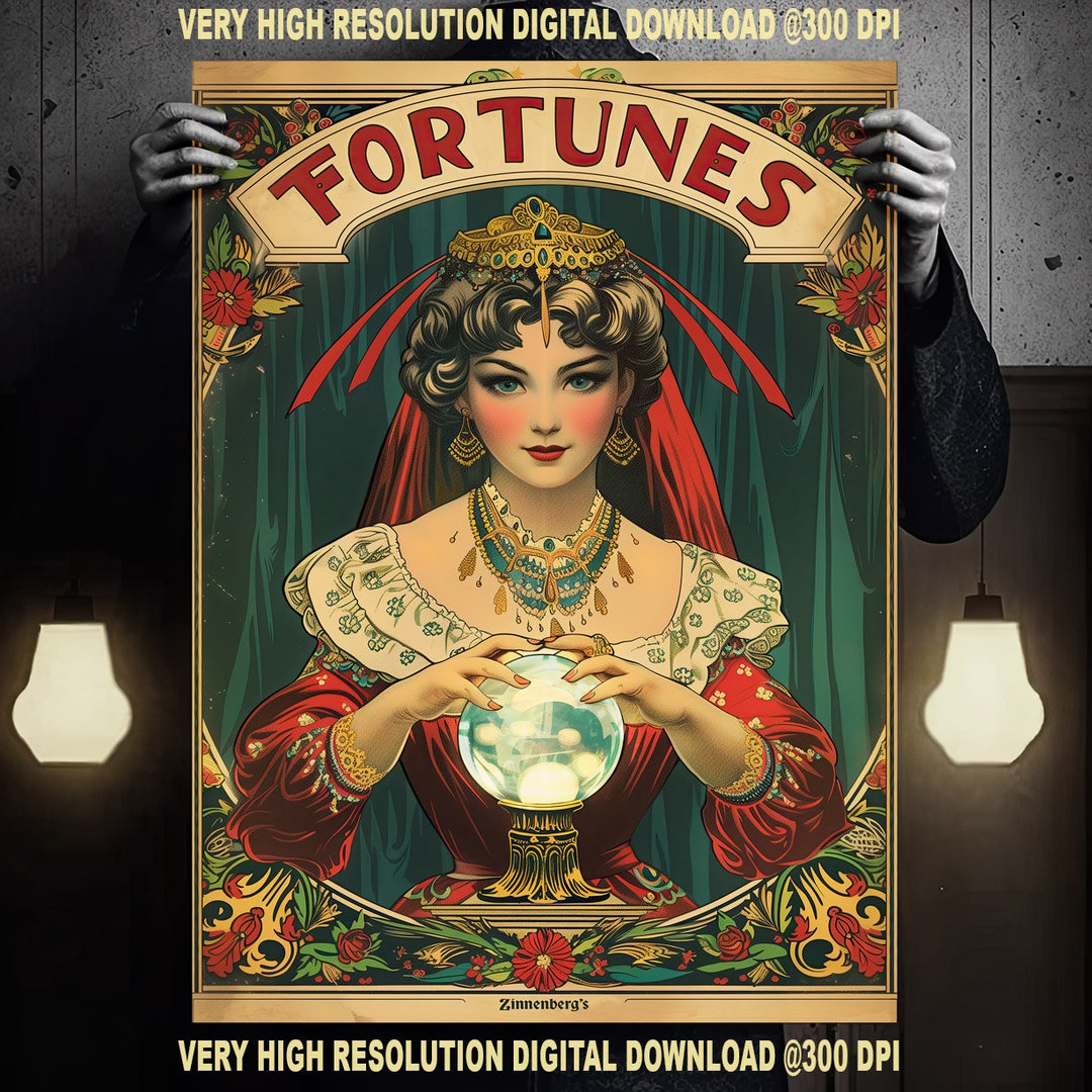 Vintage Fortune Teller Print, Digital Download Sideshow Wall Art ...