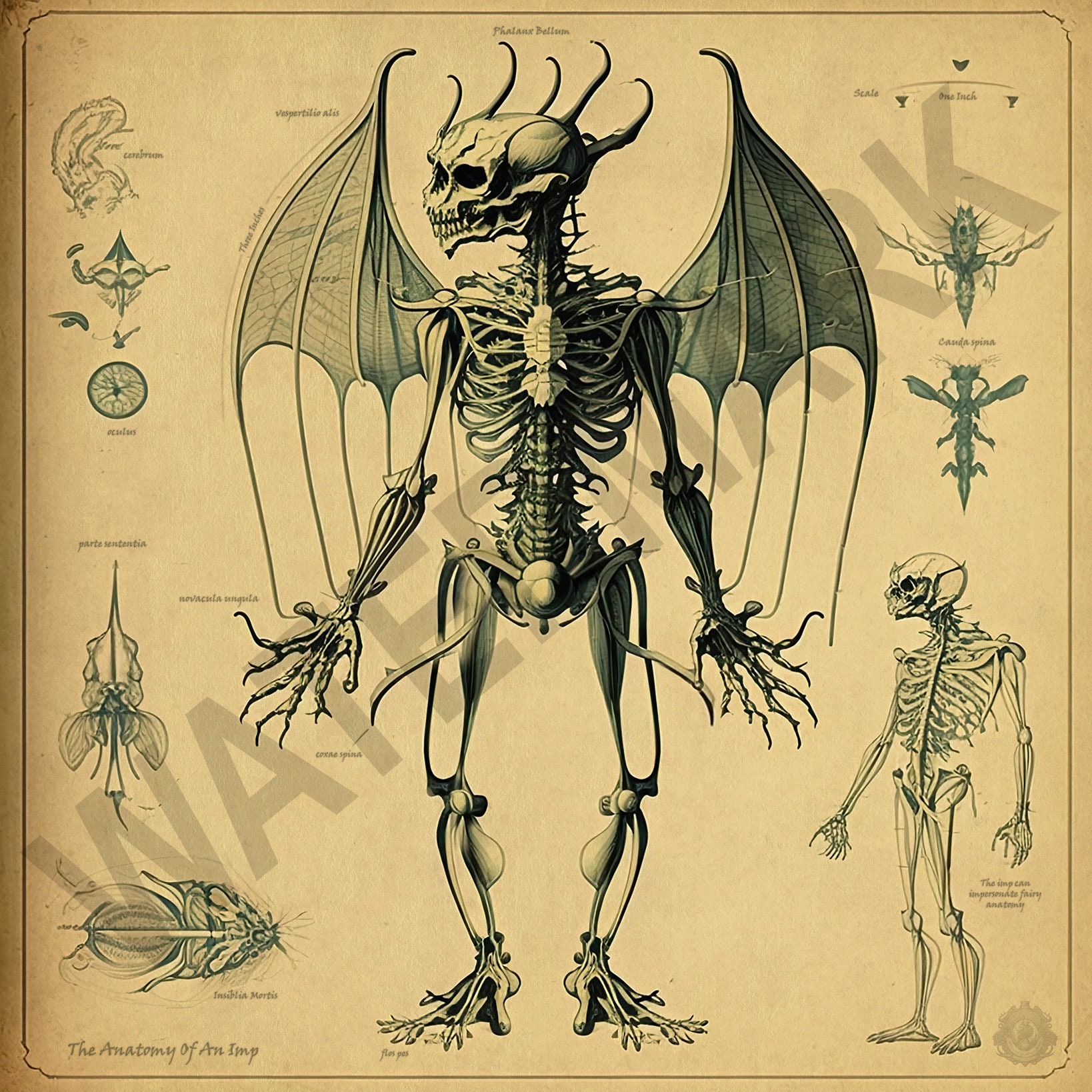 Vintage Imp Anatomy Art Print, Dark Academia Decor (digital Download ...