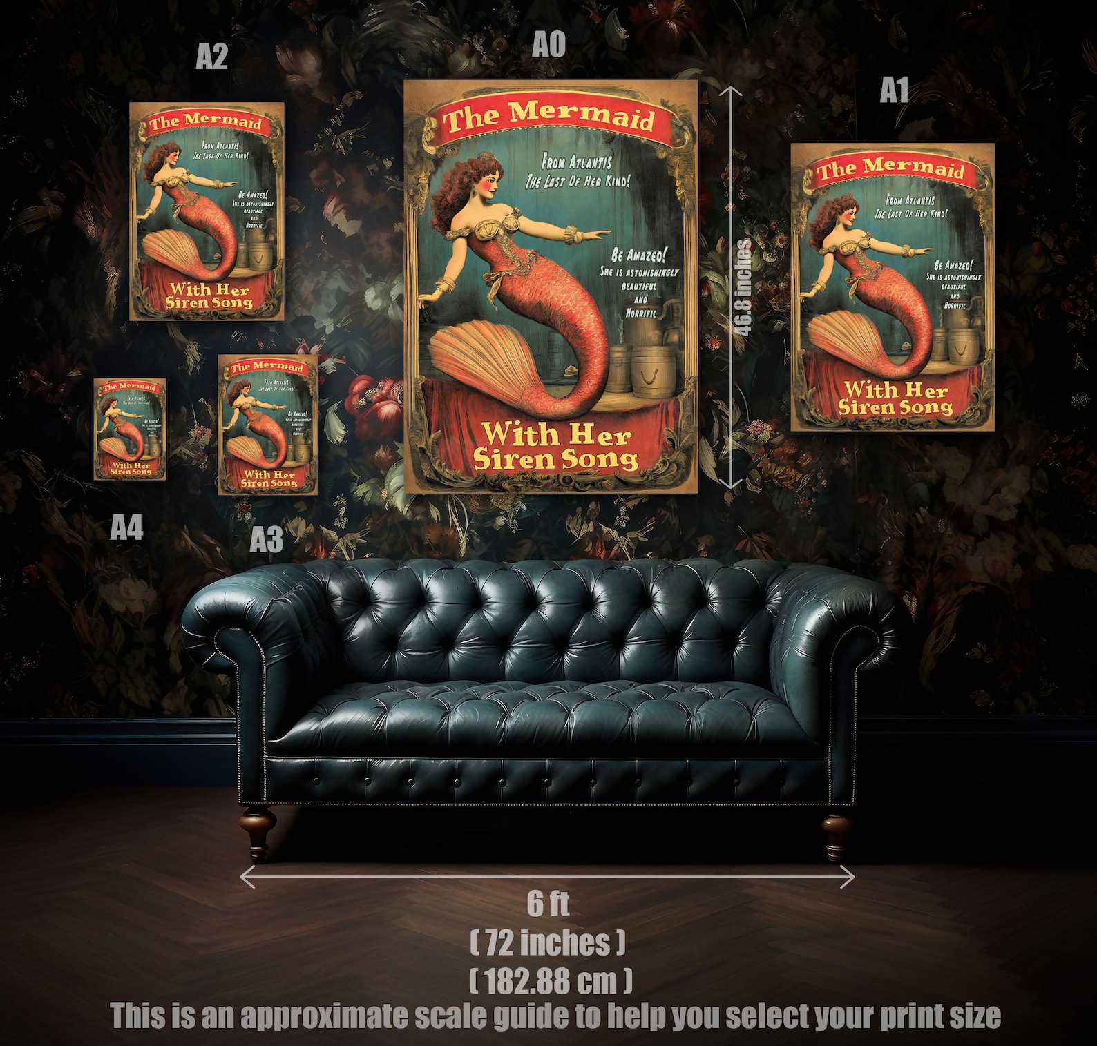 Mermaid Freak Show Poster, Mermaid Print Decor, Carnival Wall Art ...