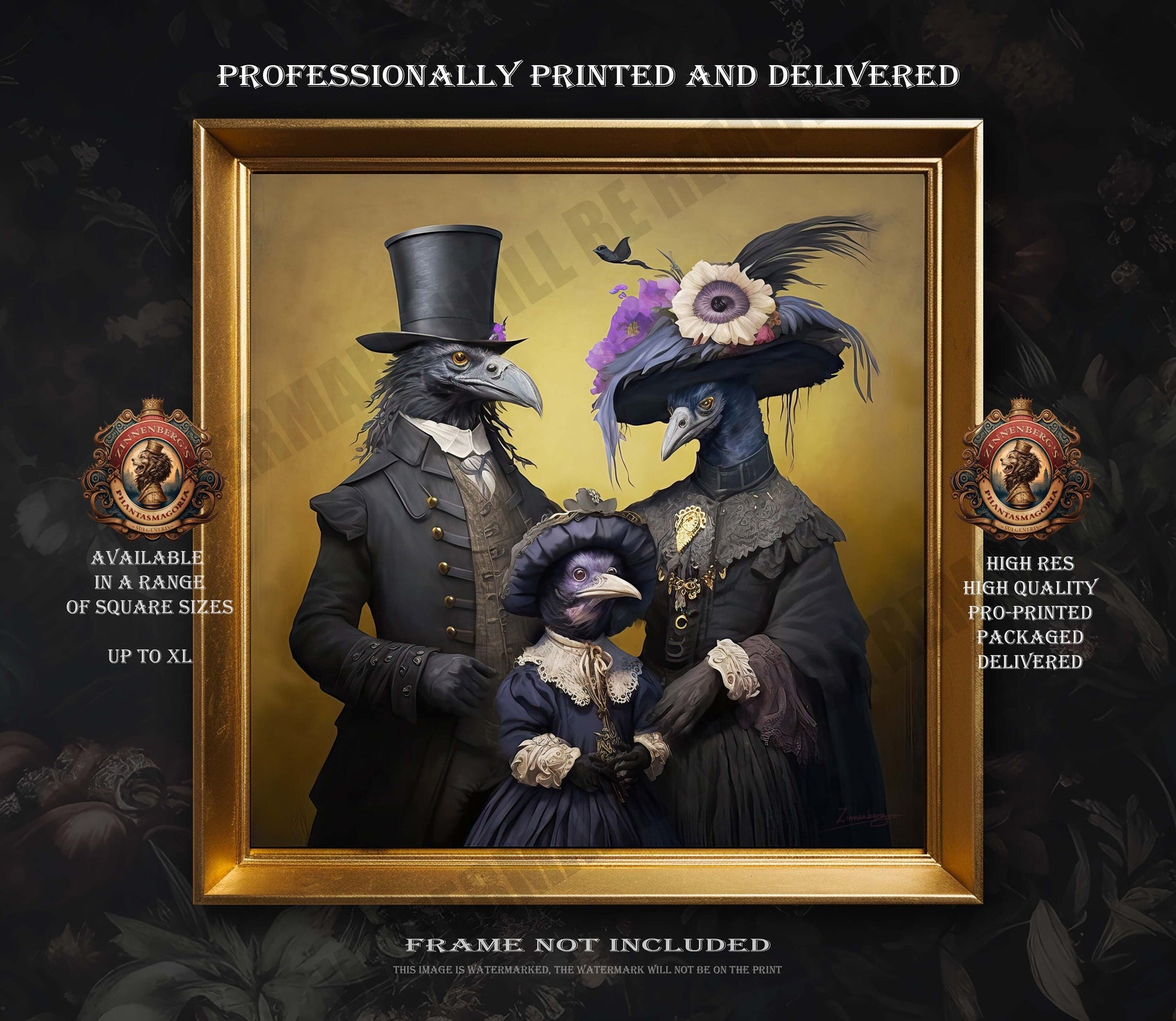 Raven Wall Art Victorian Family Crows Matte Print Vintage - Etsy