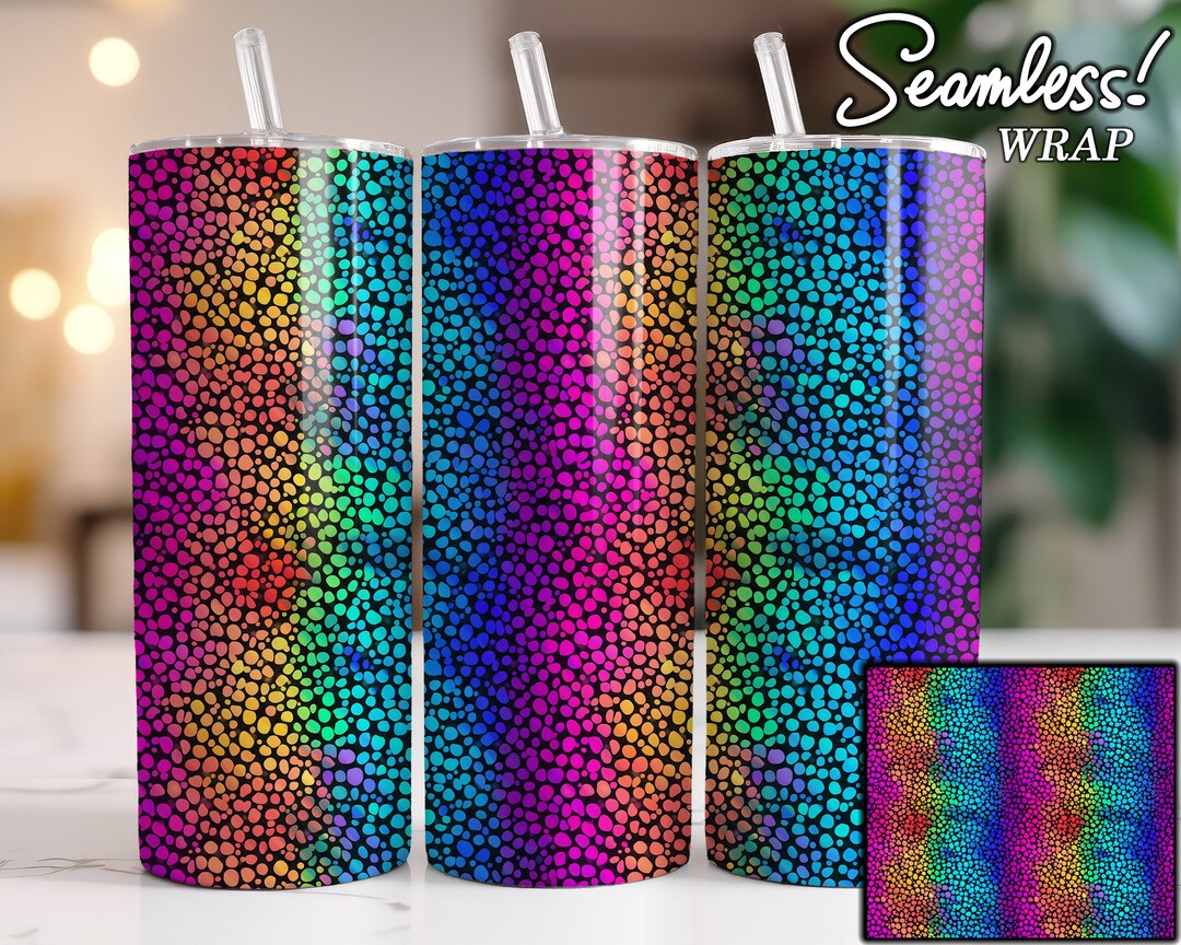 Rainbow Dots Seamless Sublimation Tumbler Designs, Lisa Frank Style ...
