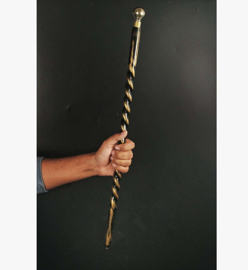 Handcrafted Walking Rule Swagger Wooden Stick Rassa Design Golden ...