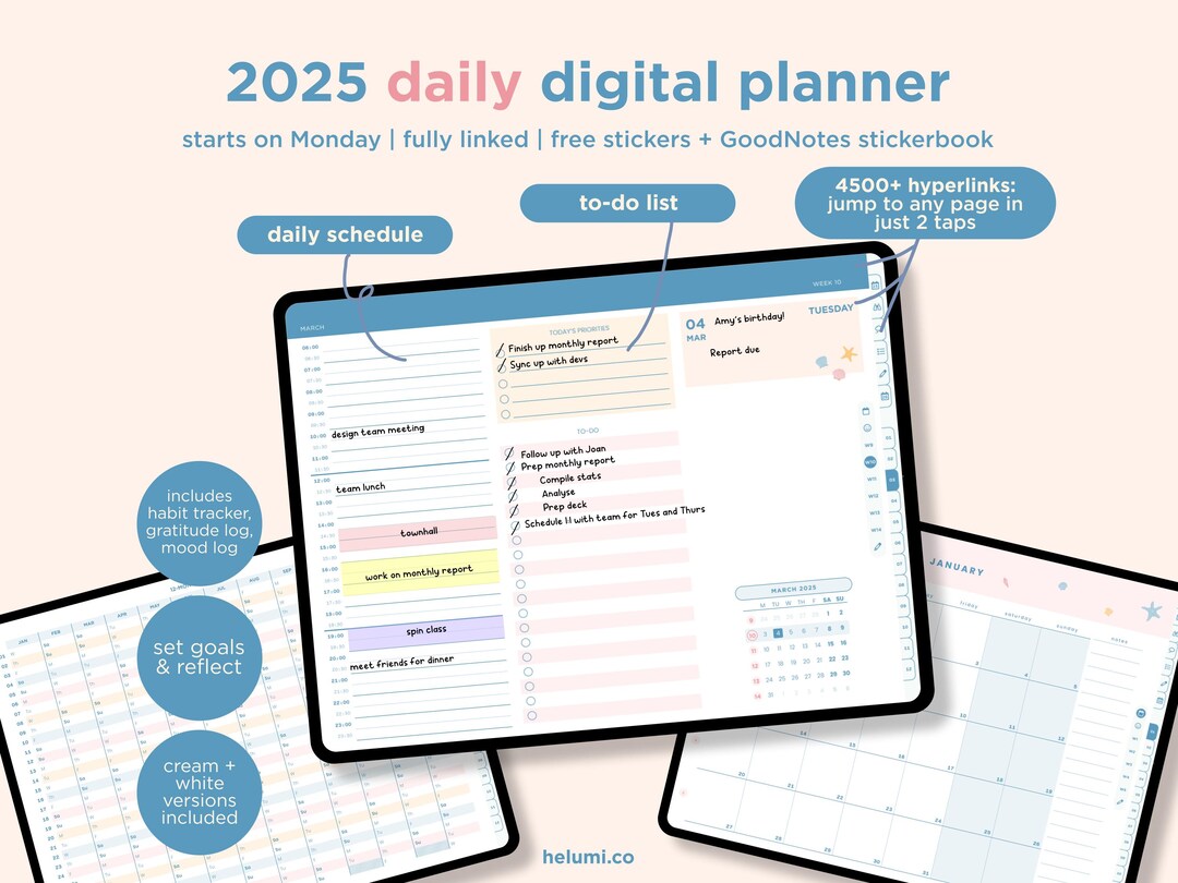 2025 Dated Daily Digital Planner Goodnotes Planner iPad Planner ...