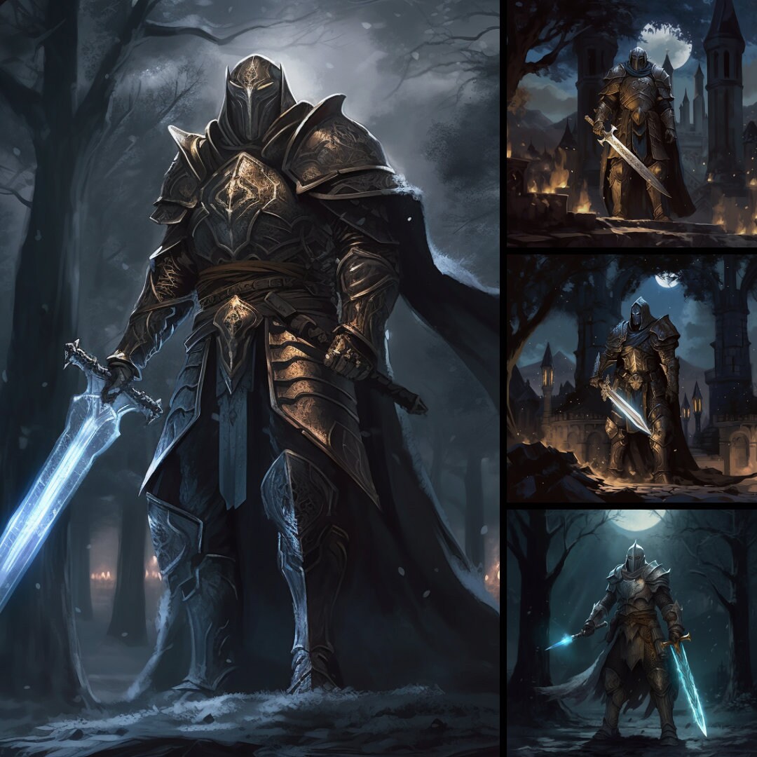 Digital Fantasy Paladin Art Dark Holy Gothic Poster Wall - Etsy