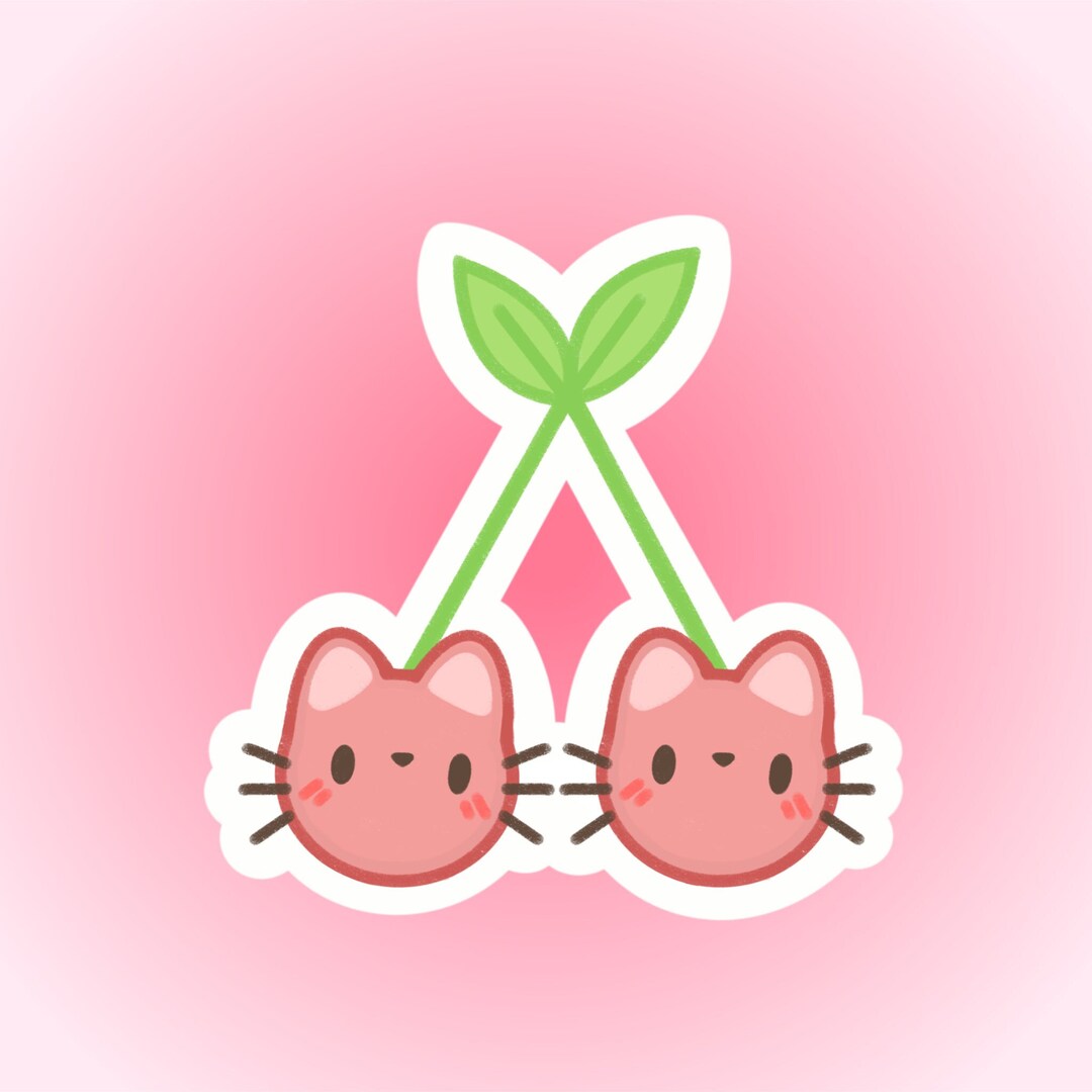 Cherry Cat Sticker - Etsy