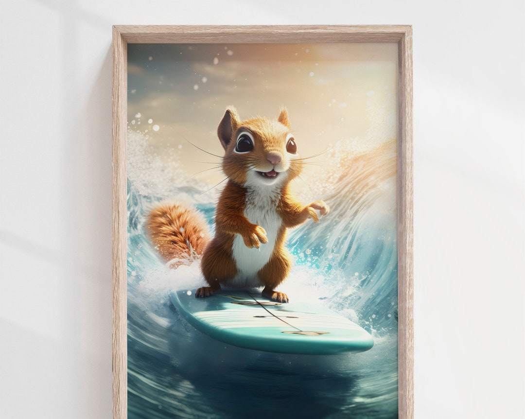 Cute Squirrel Surfing on a Surfboard Keeping It Cool for - Etsy