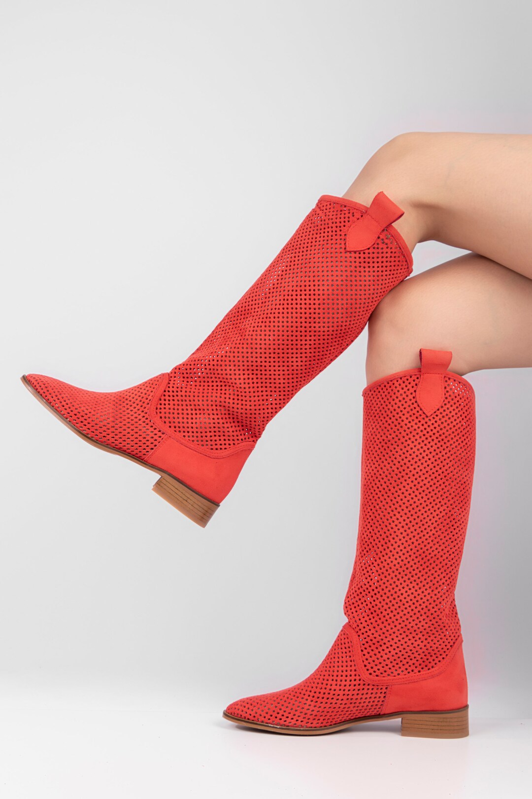 Long Cowboy Boots Western Summer Red Boots Suede Boot Women Summer ...