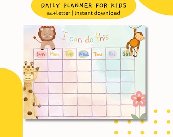 Green Cute Illustrative Daily Planner for Kids Fun and Engaging Digital ...