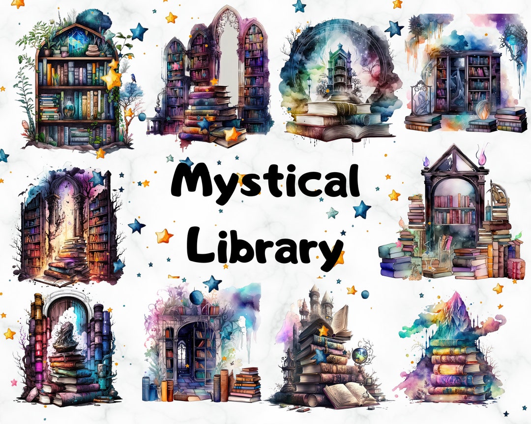 Watercolor Mystical Library Clipart10x High Quality - Etsy