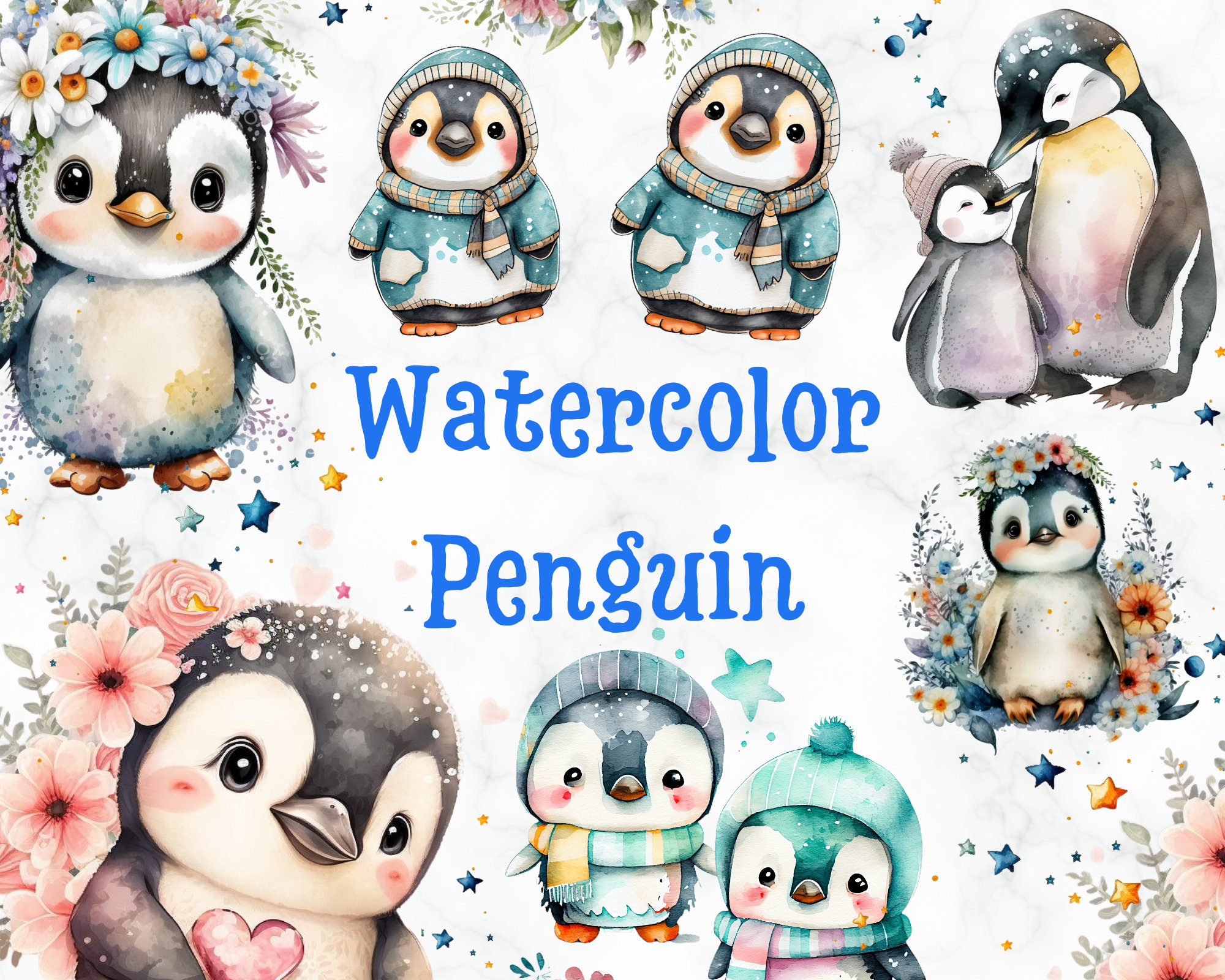 Penguin Watercolor Clipart,watercolor Animals in Best Quality PNG ...