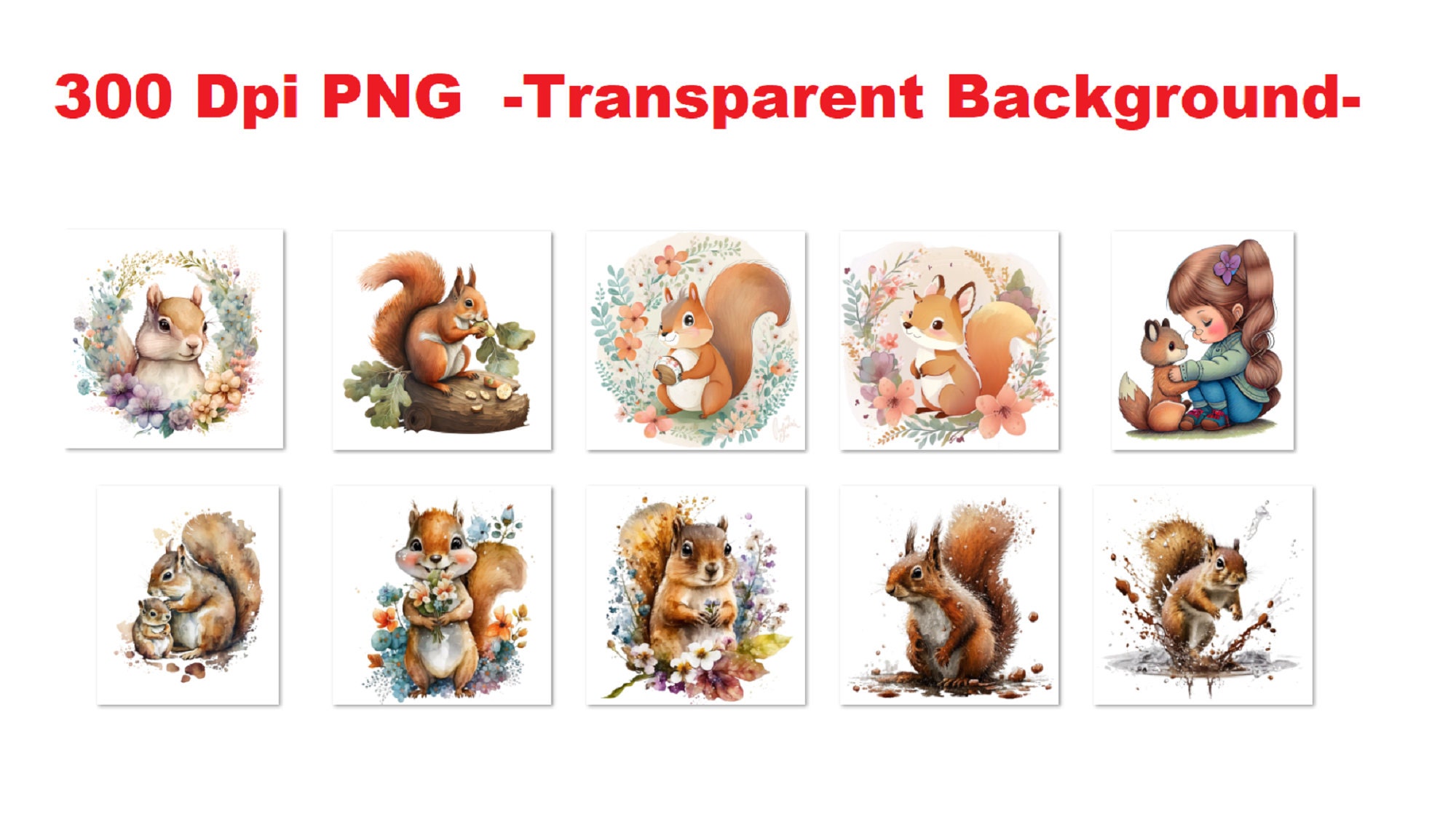 Squirrel Watercolor Clipart,watercolor Animals in Best Quality PNG ...