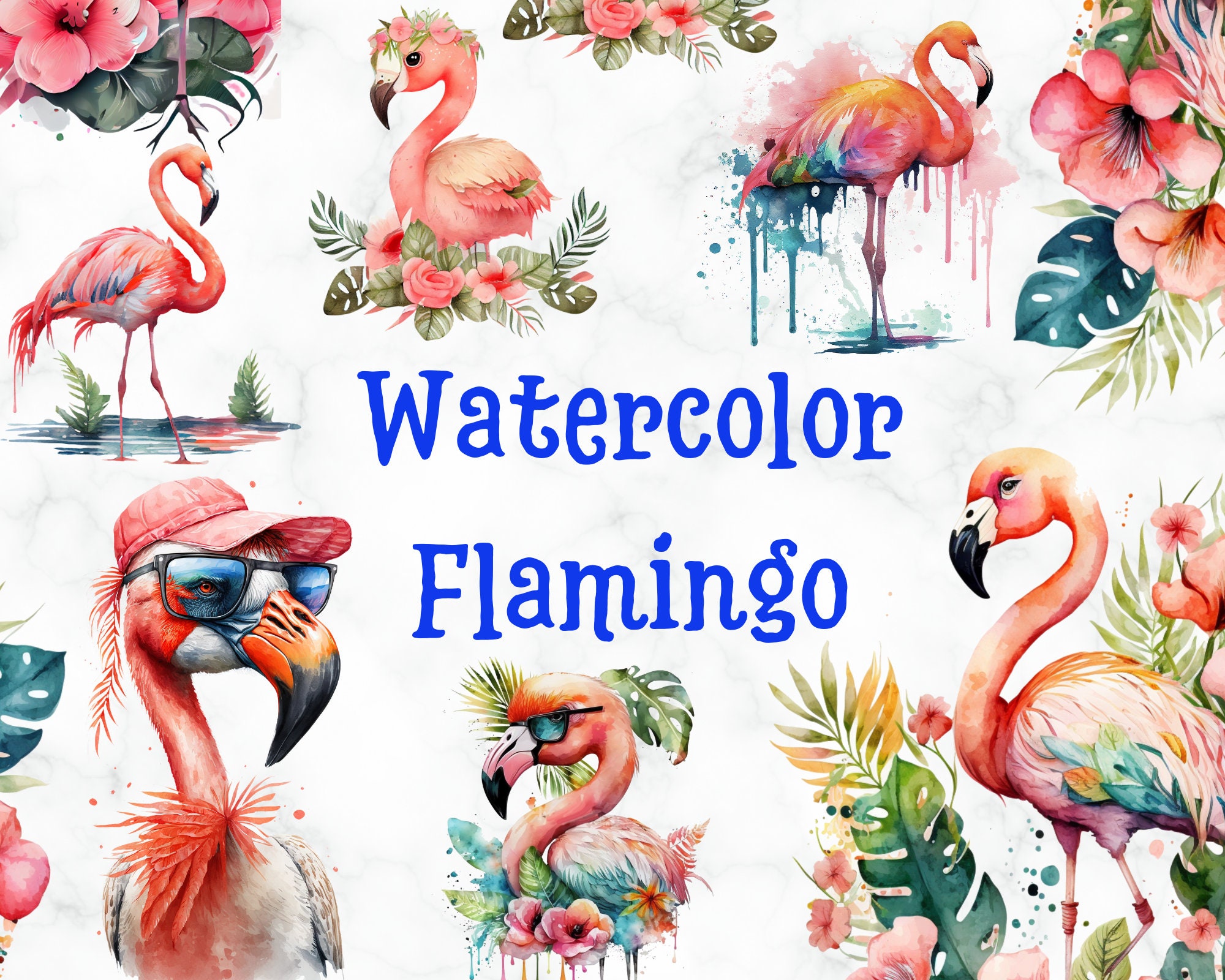 Flamingo Watercolor Clipart,watercolor Animals in Best Quality PNG ...