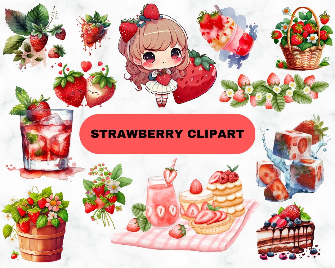 Strawberry Clipart, Sweet Strawberries Bundle,digital PNG Strawberry ...