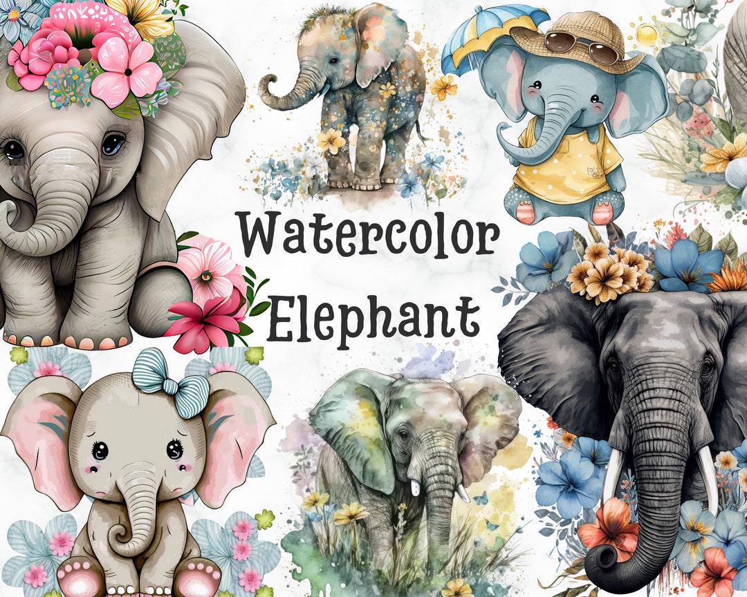 Elephant Watercolor Clipart,watercolor Animals in Best Quality PNG ...