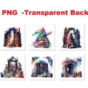 Watercolor Mystical Library Clipart10x High Quality - Etsy