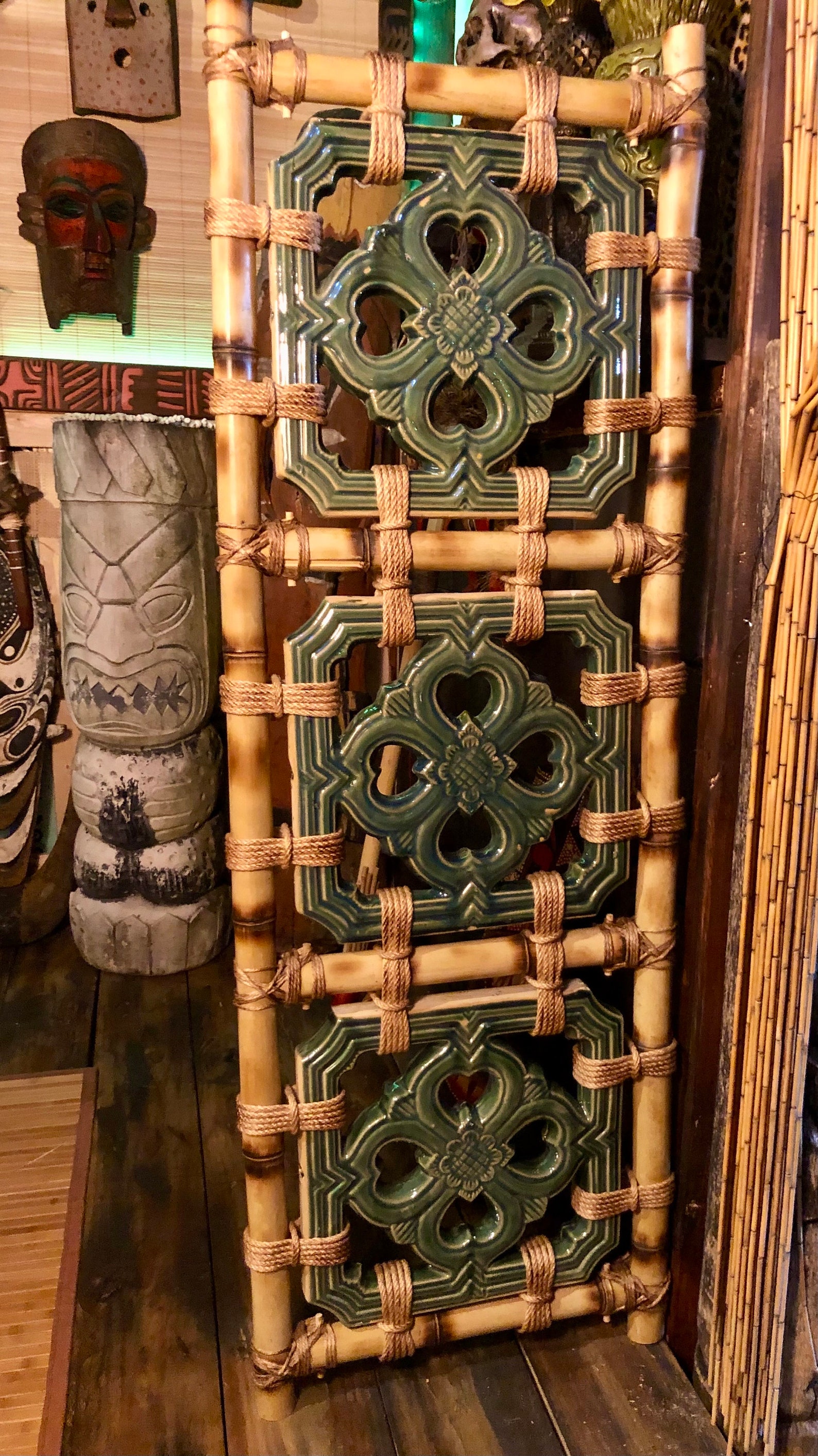 Tiki Jade Breezeway Tile Bamboo Wall Hanging, 3 Tiles. Made to Oder - Etsy