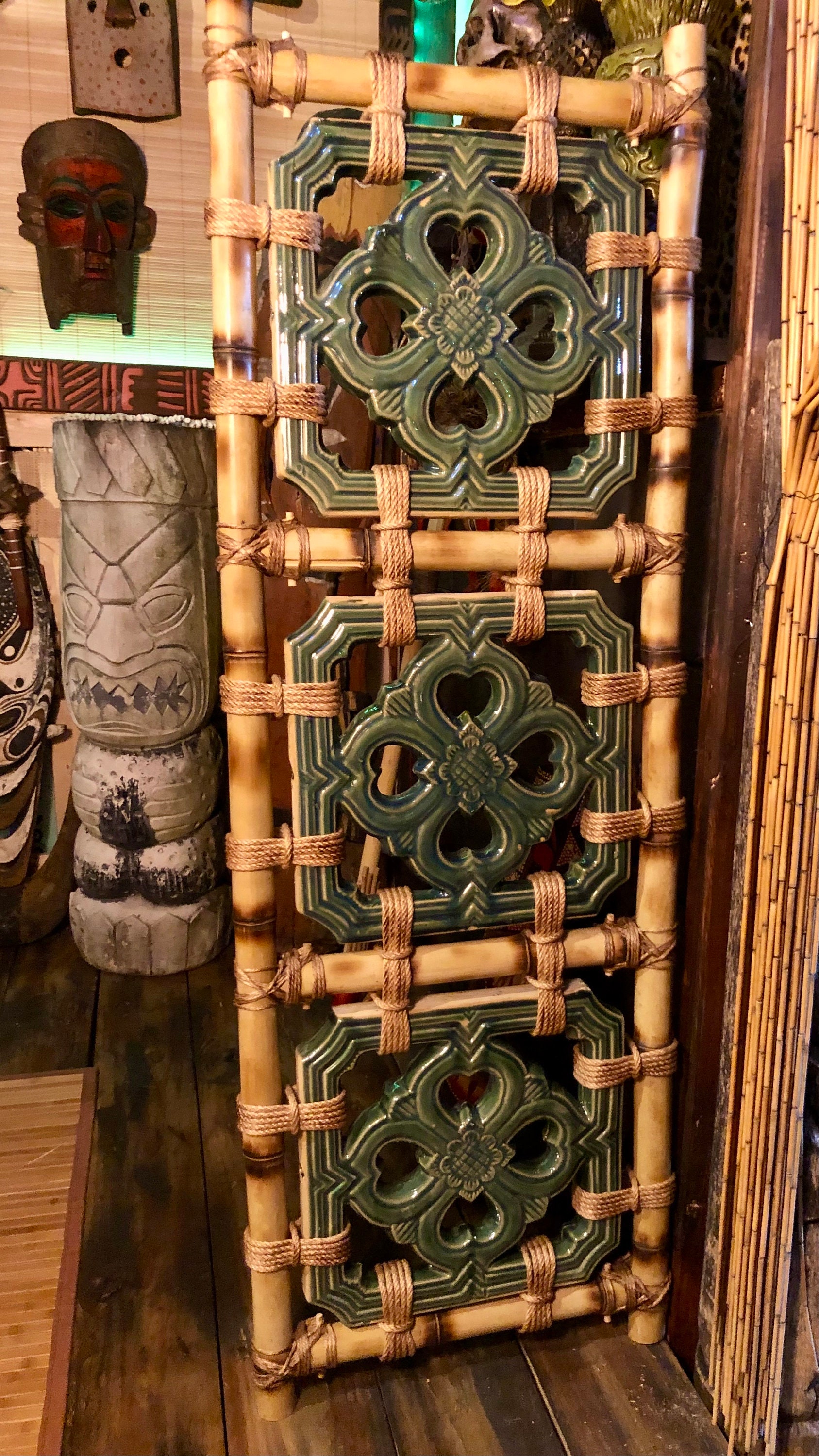 Tiki Jade Breezeway Tile Bamboo Wall Hanging, 3 Tiles. - Etsy
