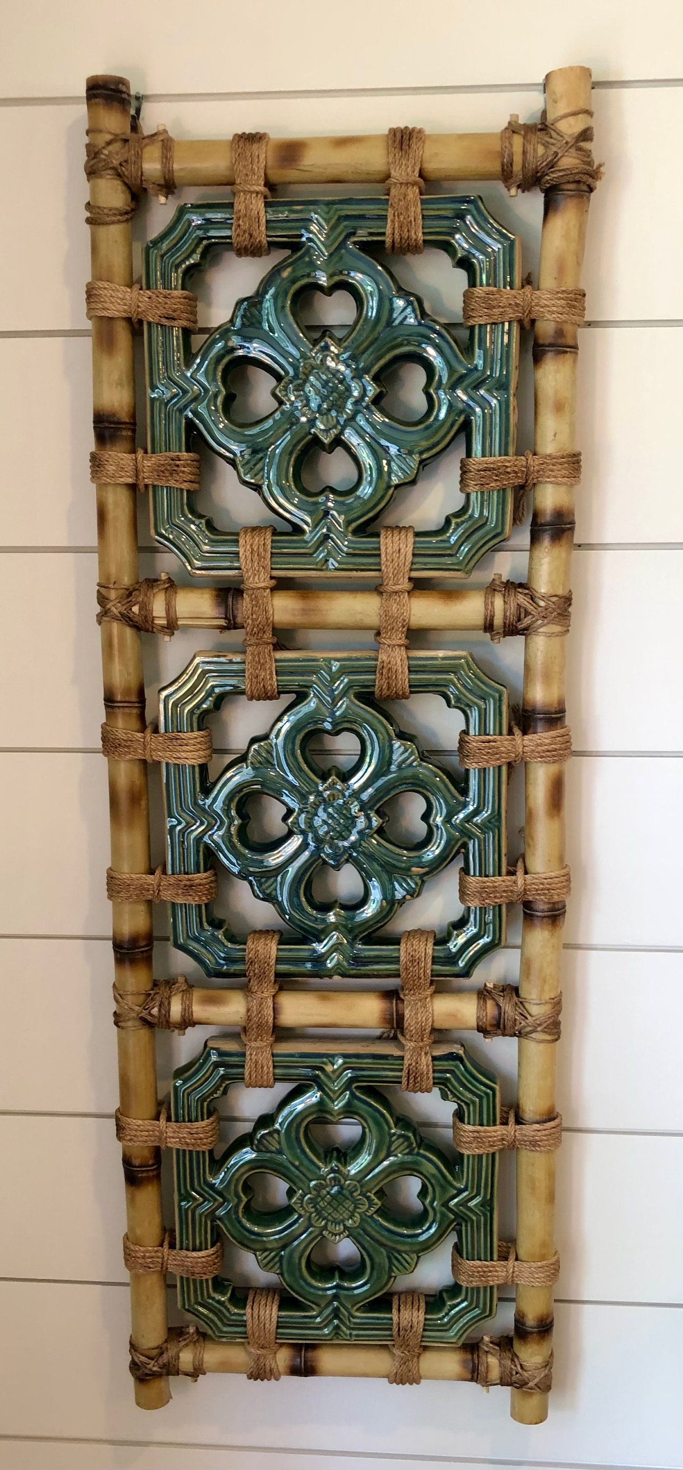 Tiki Jade Breezeway Tile Bamboo Wall Hanging, 3 Tiles. - Etsy