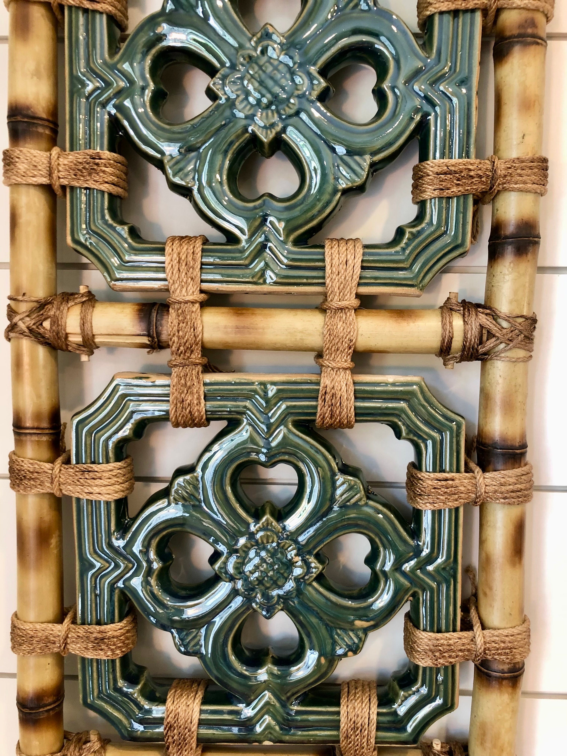 Tiki Jade Breezeway Tile Bamboo Wall Hanging, 3 Tiles. Made to Oder - Etsy