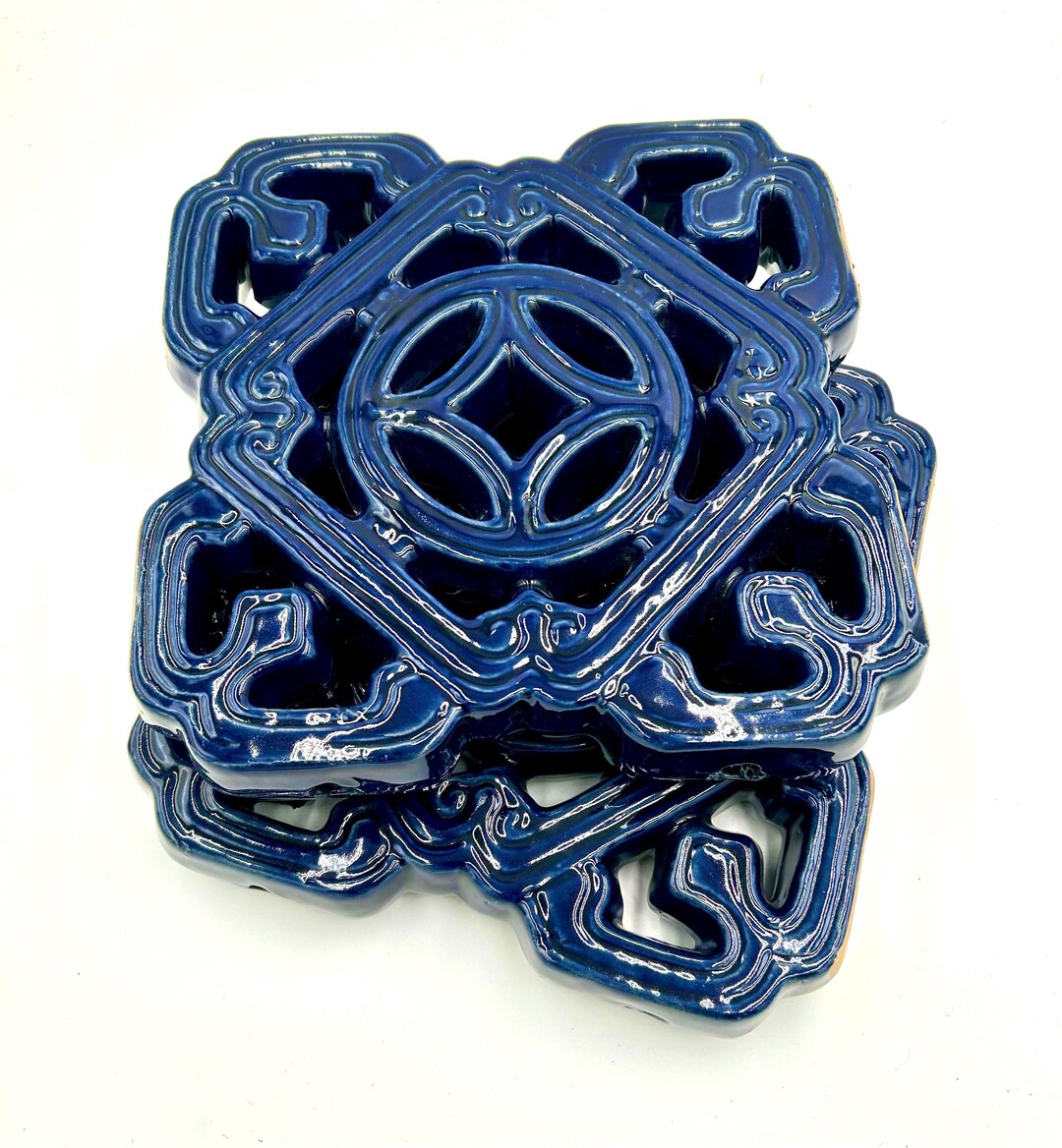 Tiki Jade Breezeway Tile Set of Two Deep Ocean Blue Color - Etsy