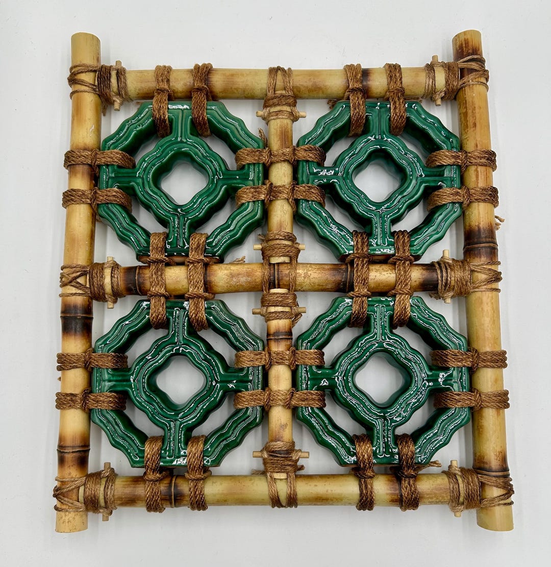 Tiki Jade Breezeway Tile Bamboo Wall Hanging, 4 Tiles. Made to Order - Etsy