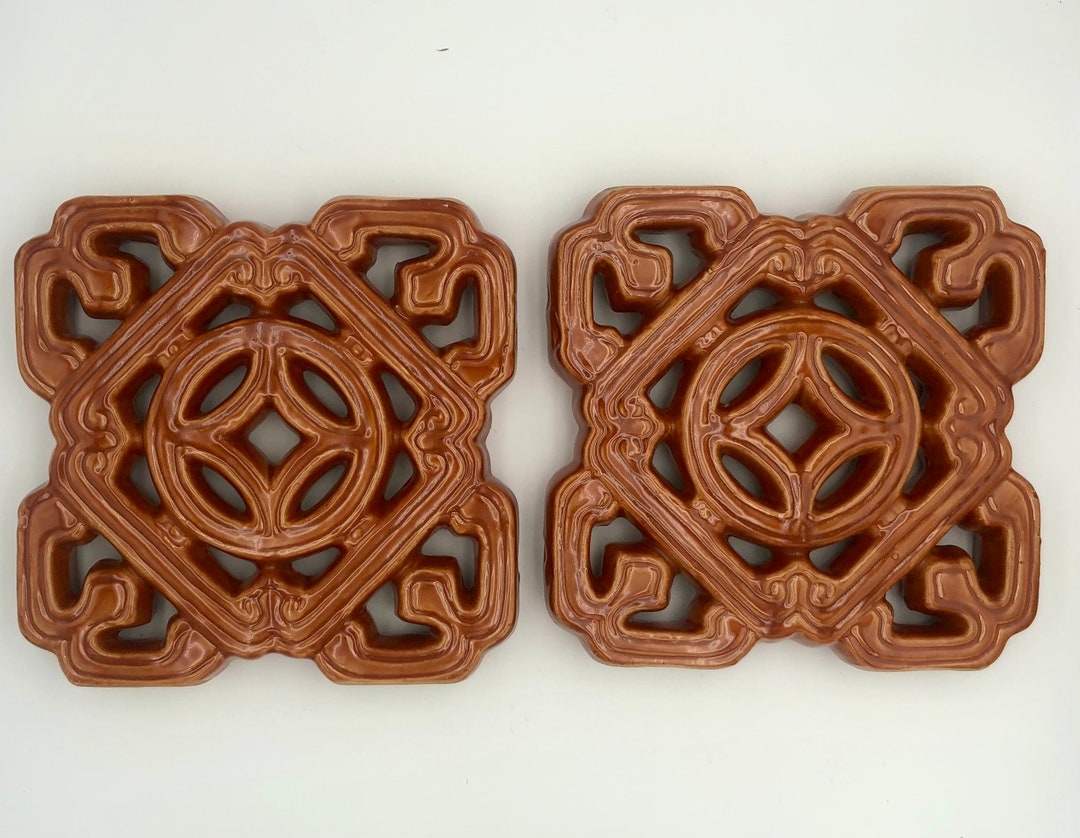 Tiki Jade Breezeway Tile Set of Two Burnt Orange Color - Etsy