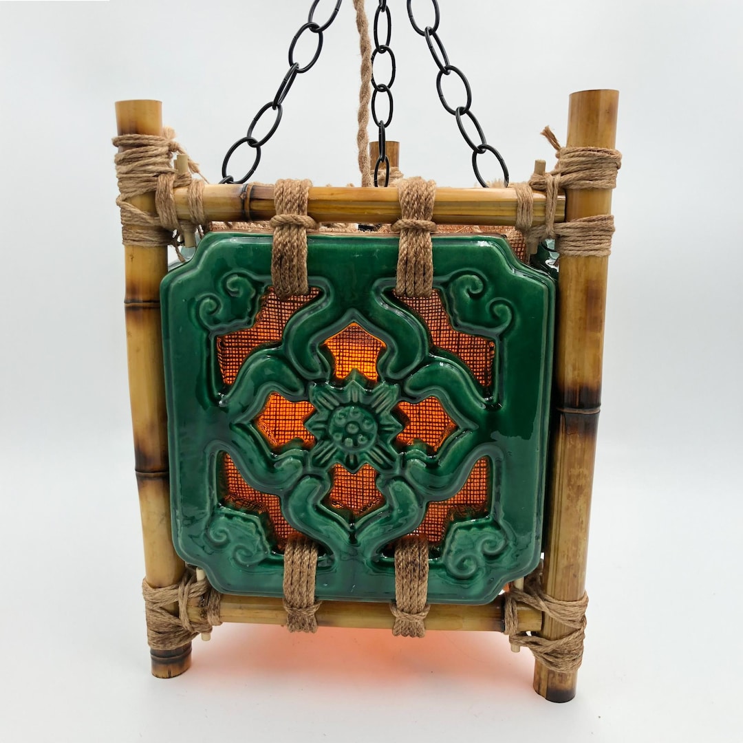 Tiki Jade Breezeway Tile Bamboo Pendant Lamp Made to Order - Etsy