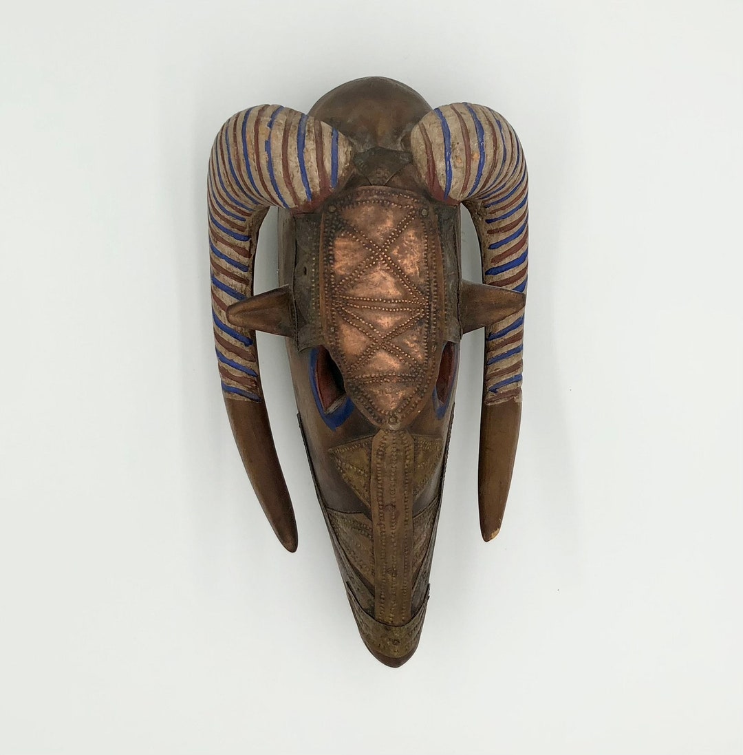 Wood and Metal African Ram Mask - Etsy