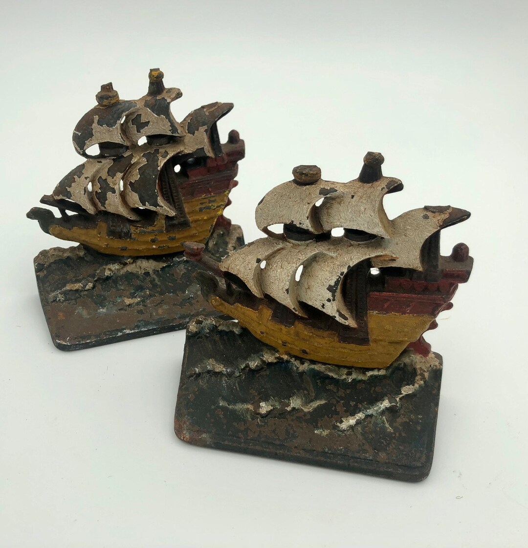 2 Cast Iron Nautical Ship Bookends - Etsy