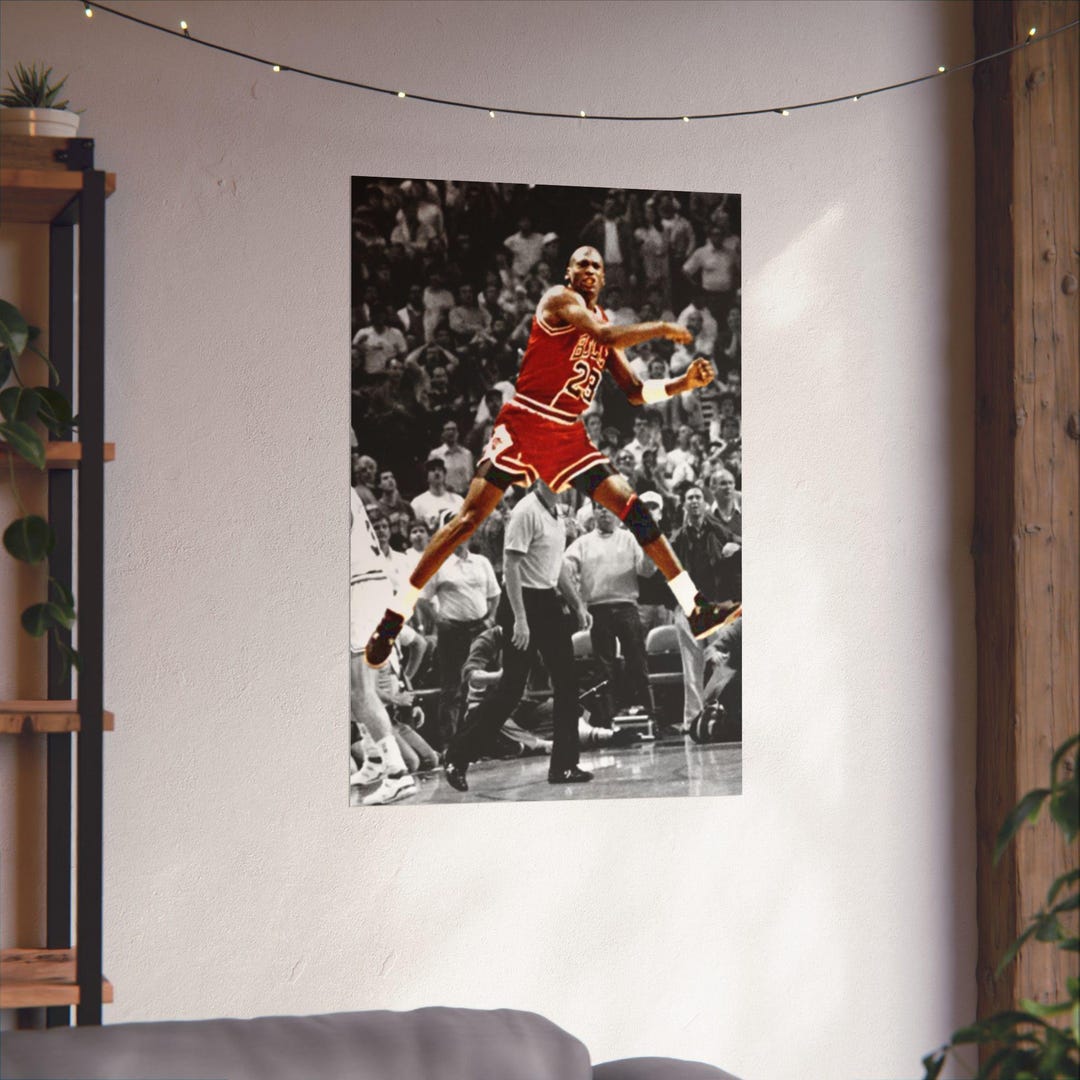 Michael Jordan Celebration Retro Poster, Matte Vertical Wall Art Print ...
