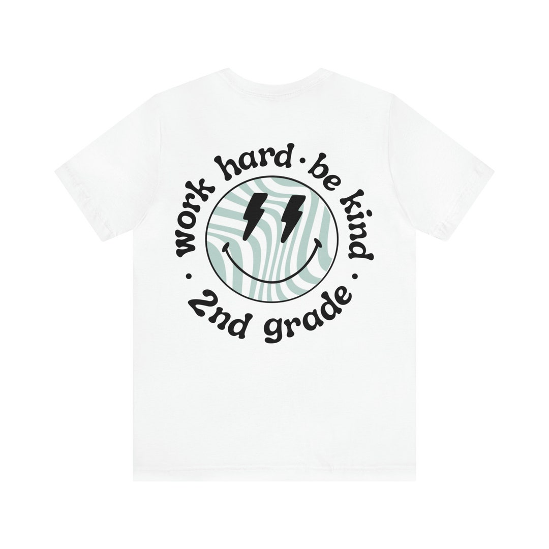 Work Hard Be Kind 2nd Grade Retro Smiley Tshirt - Etsy
