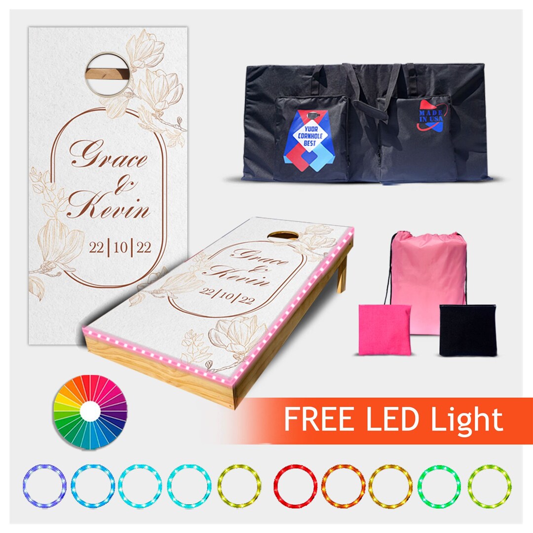 Wedding Led Light Cornhole Boards With Set of 8 Bags for Anniversary ...