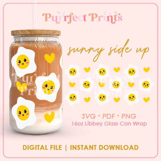 16oz Cute Libbey Valentine Wrap SVG Bundle, Kawaii Daisies Libbey Glass ...