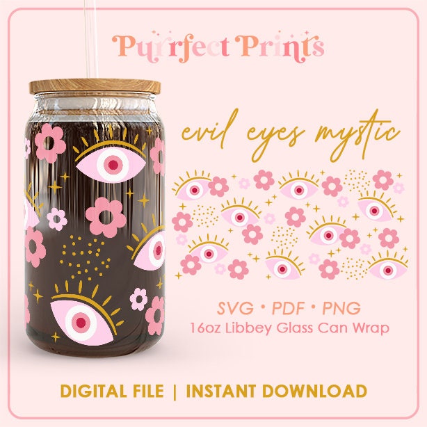 16oz Cute Libbey Valentine Wrap SVG Bundle, Kawaii Daisies Libbey Glass ...