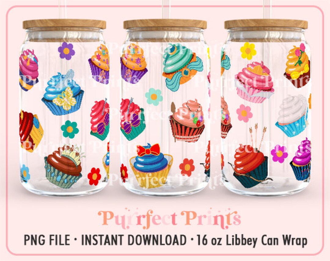 Princess Can Glass Full Wrap PNG, 16oz Snacks Design Png, Cartoon ...