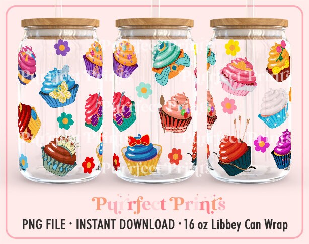 Princess Can Glass Full Wrap PNG, 16oz Snacks Design Png, Cartoon ...