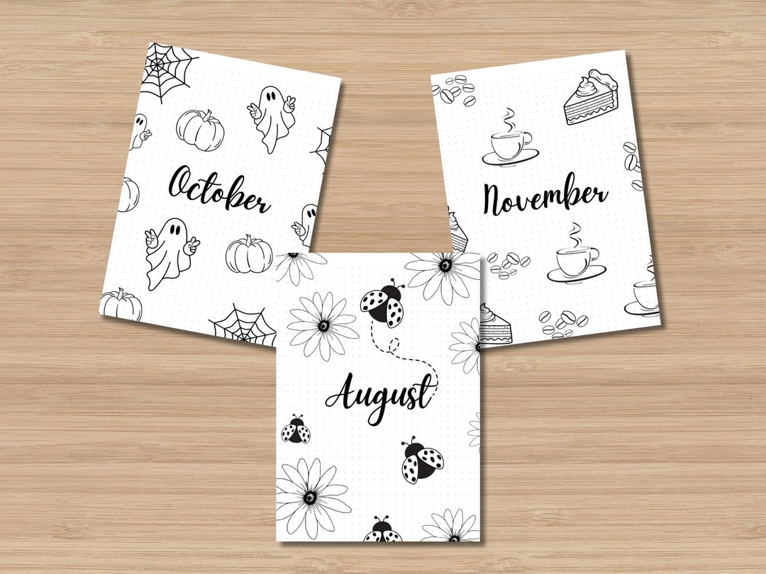 12 Monthly Cover Pages A5 Journal Monthly Title Page Template, Monthly ...
