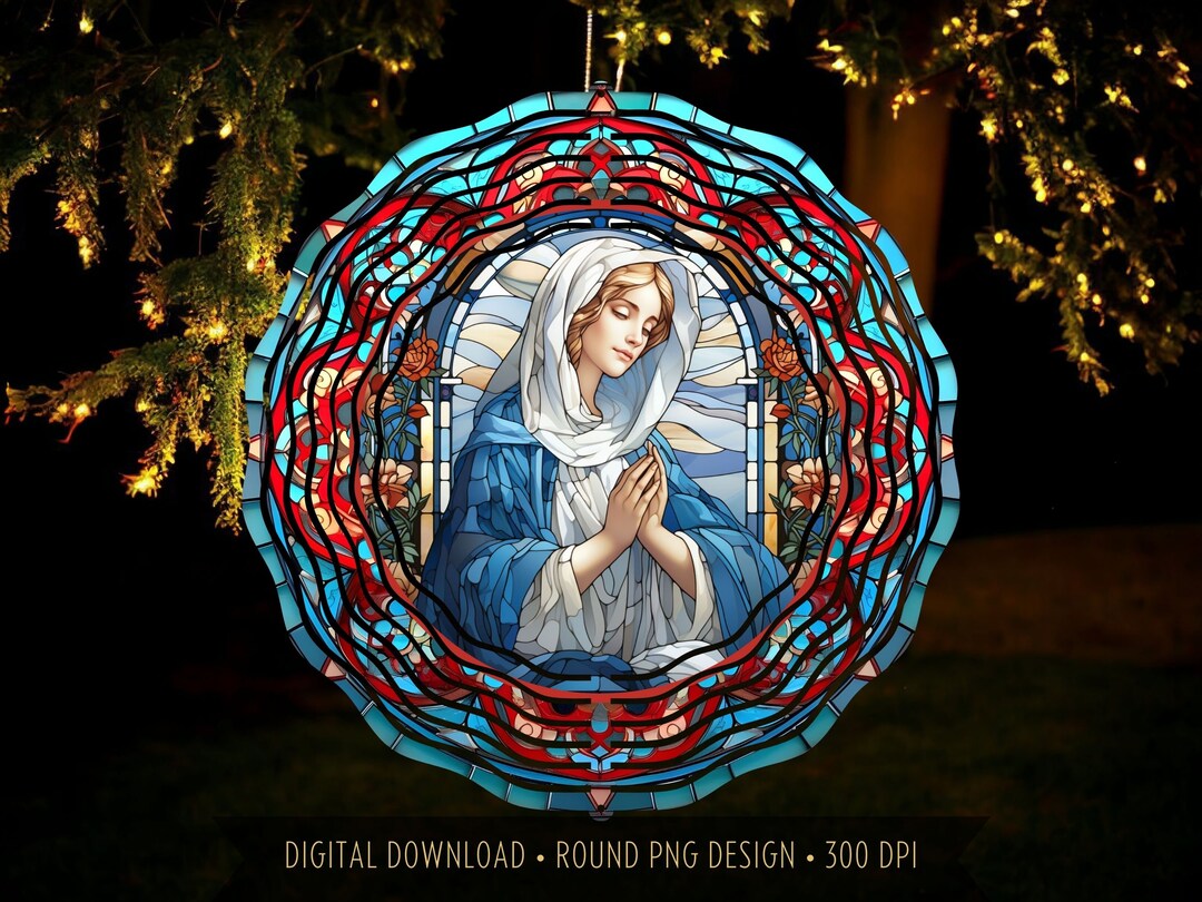 Blessed Virgin Mary Wind Spinner Sublimation Design, Christian Wind ...