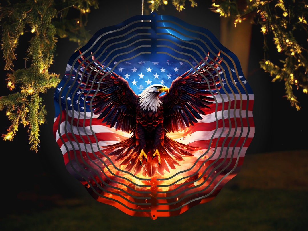 American Eagle Flag Wind Spinner Png Patriotic Windspinner Sublimation ...