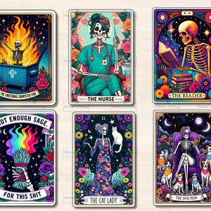 100+ Funny Tarot Card Bundle Png, Snarky Skeleton Sublimation Design ...