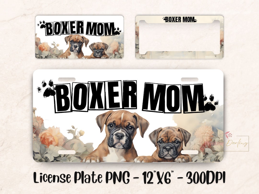 Boxer Dog License Plate Sublimation Designs Digital Download PNG File ...