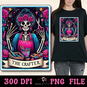The Crafter Tarot Card PNG, Crafty Girl Skeleton Sublimation Design, Witchy Skull Crafty Funny ...