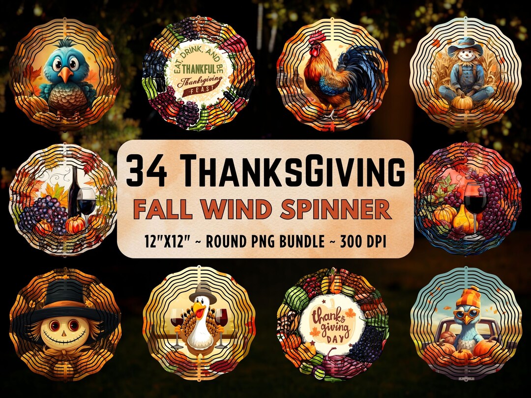Thanksgiving Wind Spinner Bundle, Autumn Fall Windspinner Sublimation ...