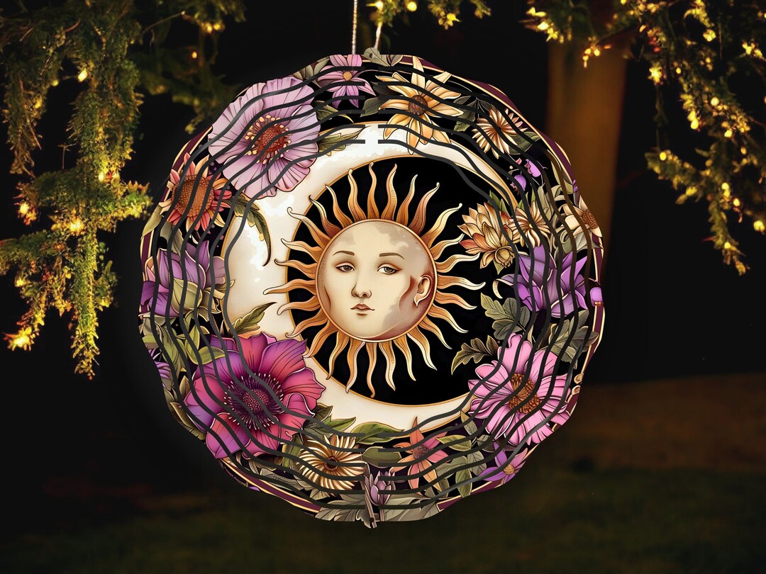 Sun Moon Wind Spinner PNG, Celestial Sun Wind Spinner Sublimation ...