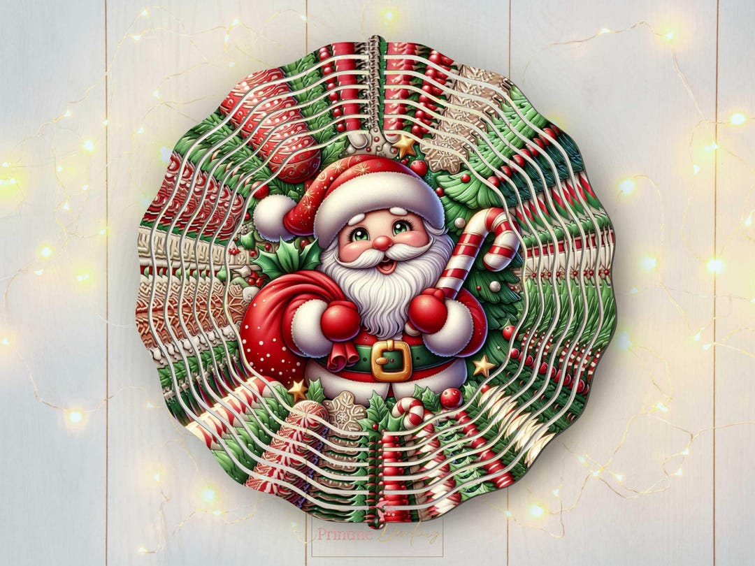 Santa Wind Spinner PNG, Christmas Wind Spinner Sublimation Design, 3D ...