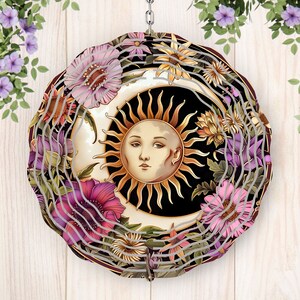 Sun Moon Wind Spinner PNG, Celestial Sun Wind Spinner Sublimation ...