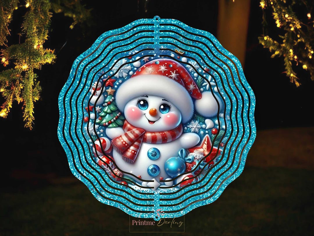 Blue Snowman Wind Spinner PNG, Cute Christmas Wind Spinner Sublimation ...