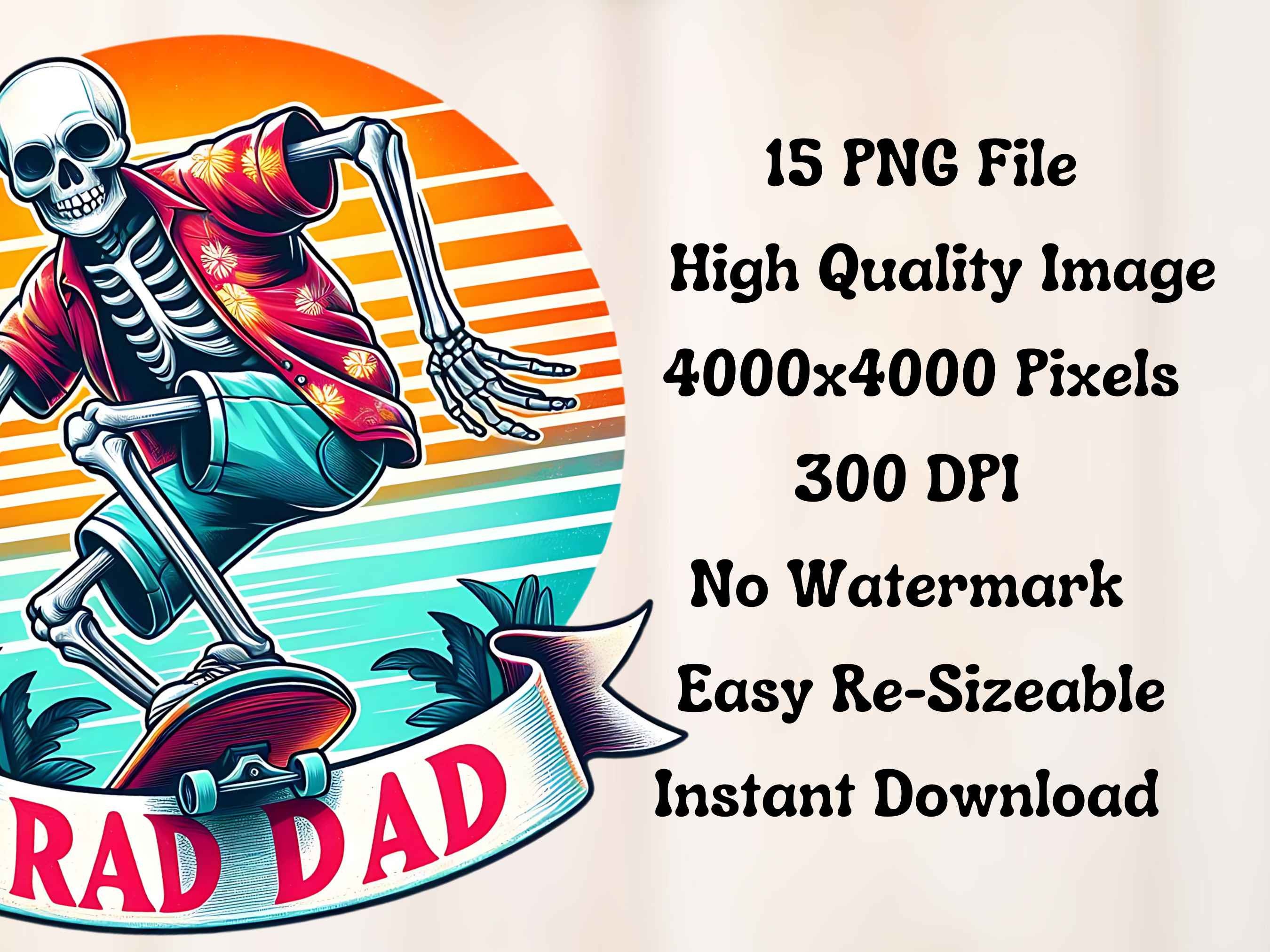15 Funny Dad Skeleton Png Bundle, Retro Fathers Day Sublimation Design ...